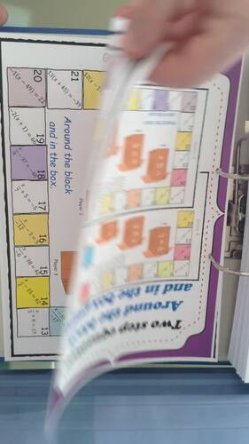 Two step equations Around the Block and in the box board game by MathNoHow