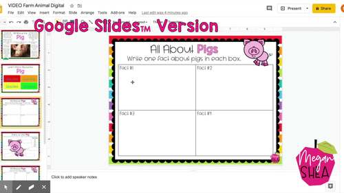 Digital Farm Animal Research for Distance Learning on Google and SeeSaw