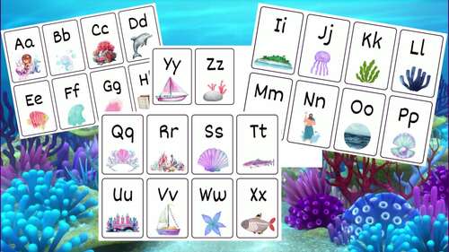 Mermaid Flashcards for Kids | Flashcards Printable | Alphabet Flashcards