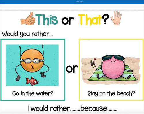This or That Speech Therapy Conversation Boom Cards Ice breakers Activities