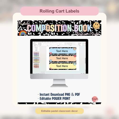 Rolling Cart Labels Printable: Pastel Composition | Teacher Drawer Cart ...