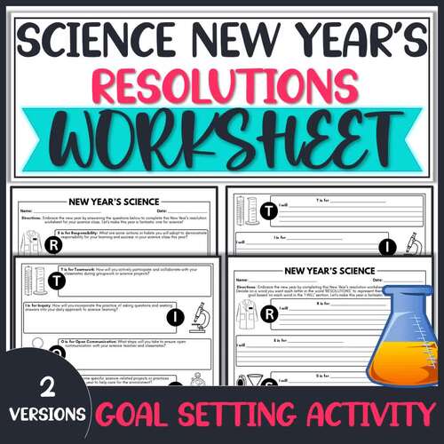 Middle and High School New Year's Resolution Science Goal Setting Worksheet