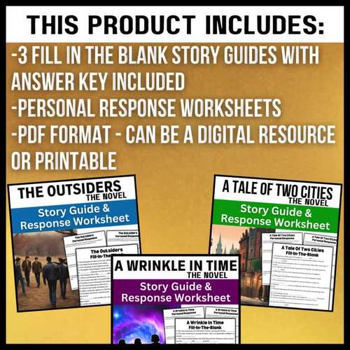 Book Bundle → Fill In The Blank Story Guide Activity & Novel Response ...