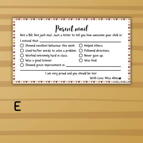 Proud of You Ticket Parent Mail Letter Boho Hearts Theme FULLY EDITABLE
