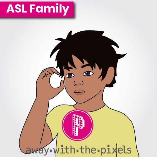 ASL Family Clipart - American Sign Language Graphics 12 Signs / 22 Images