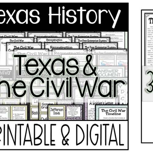 4th Grade Texas History / The Civil War / Printable & Digital / TEKS-Based