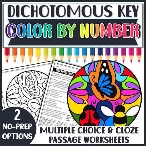 Dichotomous Key Color by Number | Taxonomy & Classification Worksheets ...