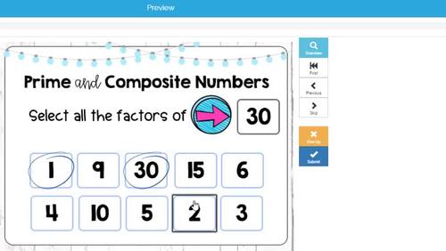 Prime and Composite Numbers Digital Boom Cards - 4th Grade Math Center