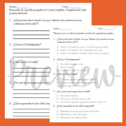 Día de los Muertos Nonfiction Reading Comprehension Passage | TPT