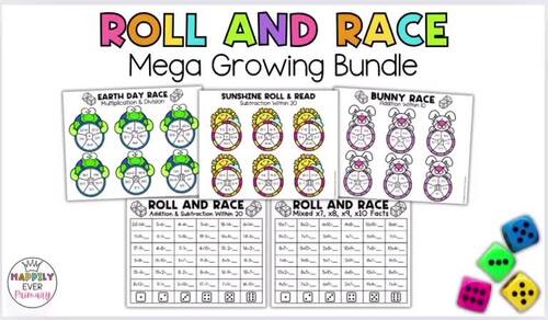 Roll and Race Math Dice Games Mega Bundle by Happily Ever Primary Resources