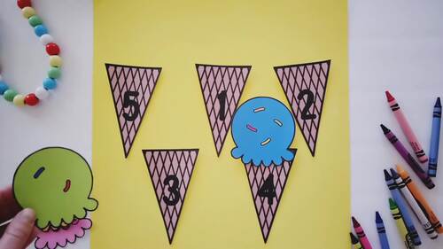 Ice Cream Number Matching Counting Game 1-10 + Worksheets | TPT