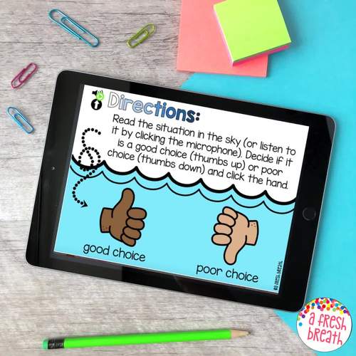 Identifying Good and Poor Choices Vol 2 Boom Task Cards | Distance Learning