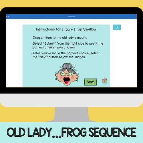 Old Lady Who Swallowed a Frog Sequencing Boom Cards for Speech Teletherapy