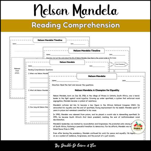 Nelson Mandela ReadingComprehensionBiography Timeline ...
