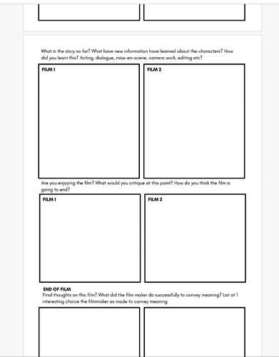 Film Comparison Writing Task by Miss L's Class | TPT