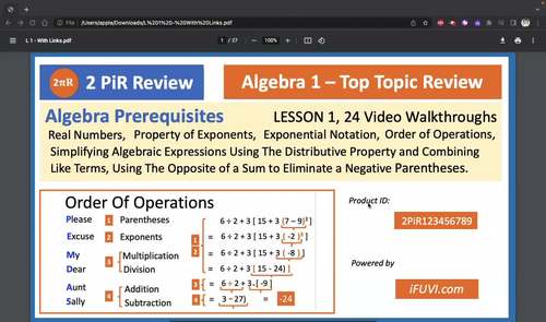 Algebra Basics - Top Video Walkthroughs - Review & Mastery (L1) | TPT