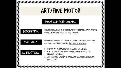 Farm Animal Art/Fine Motor Preschool Lesson Plans | TPT