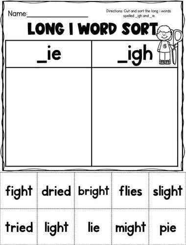 Long I Spelled i, _igh, _y, and _ie Activities and Word Work Bundle