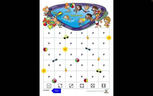 Editable Phonics Game Template | Roll and Read | Pool Party Theme