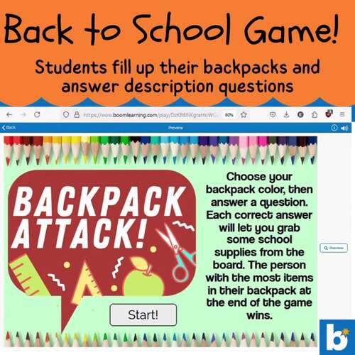 Key Features Describing Fill the Backpack Back to School Speech Boom ...