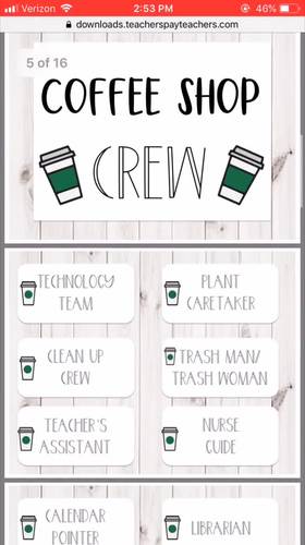 Shiplap and Coffee Theme Editable Job Chart by Crafty Curriculum