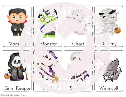Halloween Creatures /Montessori 3 Part+Info Cards/I Spy/Halloween Math