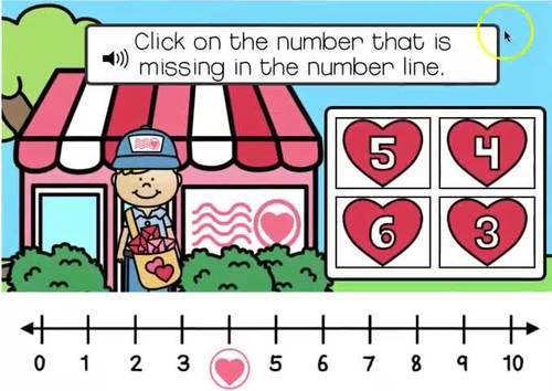 Valentine's Day Kindergarten Math Boom Cards Number Lines | Distance ...