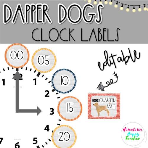 Dapper Dogs- Clock Labels by Carrie Mayville at Hometown Happy Teacher