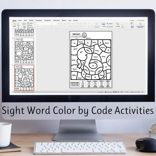 Color by Sight Word | Color by Code | Editable | Animal Theme | TpT