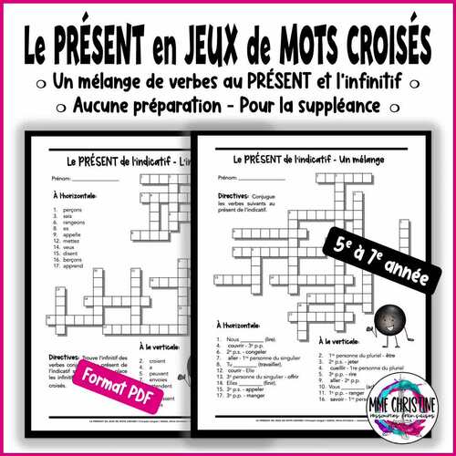 Le PRÉSENT en 5 JEUX de MOTS CROISÉS I Les VERBES I French Verb Crosswords
