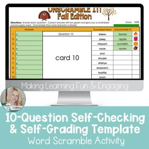 Editable Self-Checking Template - Task Card Digital Fall Activity ...