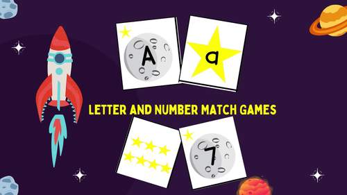 Space Match Game Letter and Number Activities for Preschool PreK ...