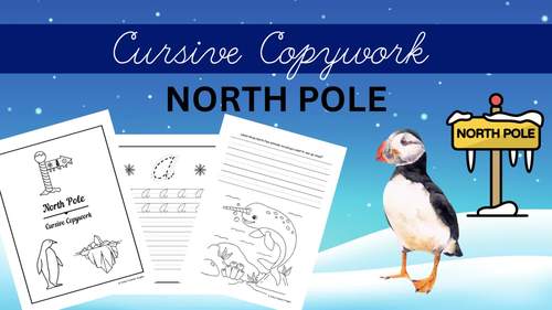 Cursive Handwriting Practice | Seasons: Winter - North Pole | TPT