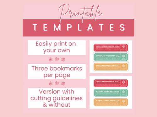 Christmas Christian Prayer Bookmarks Template Custom Class Gift | TPT