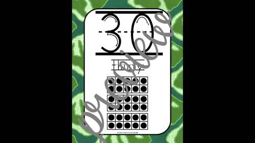Number Posters 0-30 with Ten Frames Zoo Animal Snake Print Classroom Decor