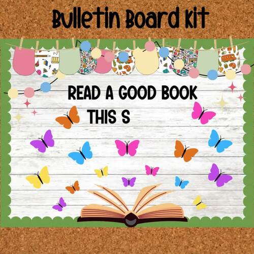 Read a good book this summer Bulletin Board Kit, Butterflies Library Board