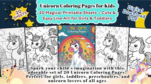 Unicorn Coloring Pages Printable Magical Fantasy Activity for Kids