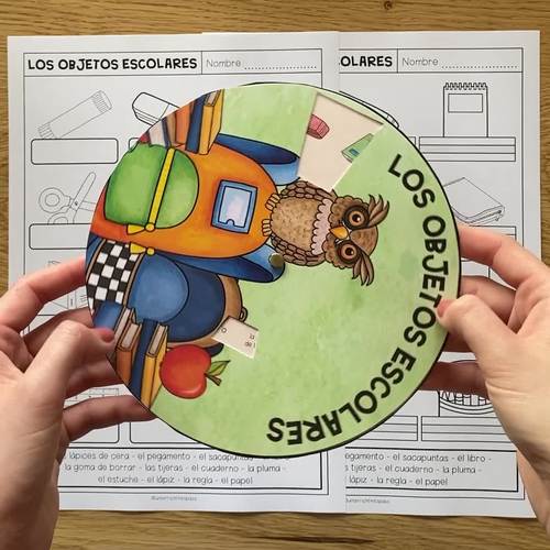 LOS OBJETOS ESCOLARES - Rueda de Vocabulario by My Teaching Factory