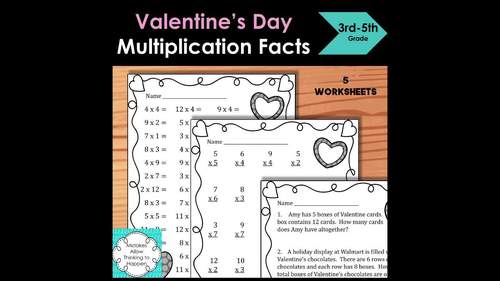 Valentines Theme Multiplication Facts worksheets | TPT