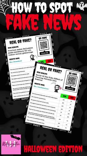 How to Spot Fake News Websites Activity Cards HALLOWEEN VERSION | TpT