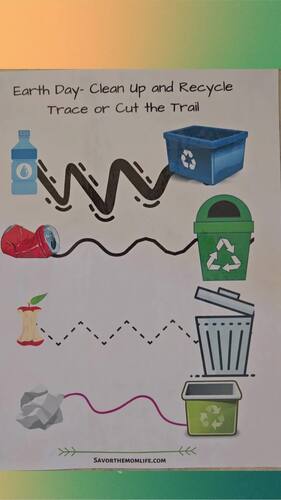 Earth Day Clean Up and Recycle. Trace or Cut the Line. by Savorthemomlife