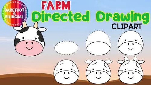 Farm Directed Drawing Clipart | Step By Step Farm Clipart | TPT