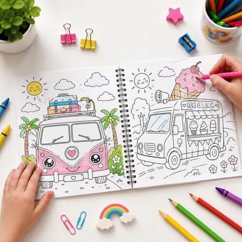 Ice Cream Shop Coloring Book, Summer Art Activities, Bold & Easy ...