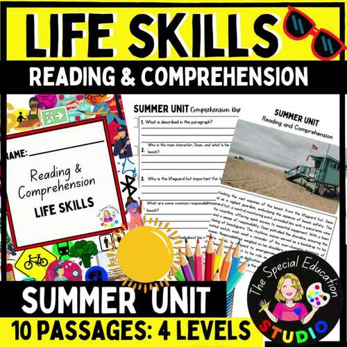 SUMMER Reading and Comprehension differentiated tasks Special Education ESY