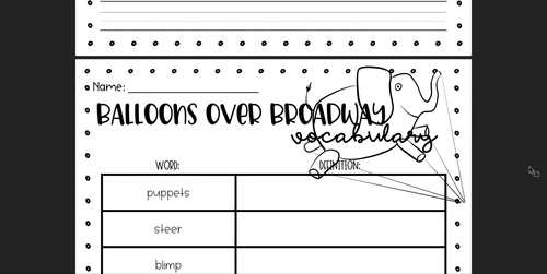 November Read Aloud: Balloons Over Broadway by Teacher Tales of Miss Smith