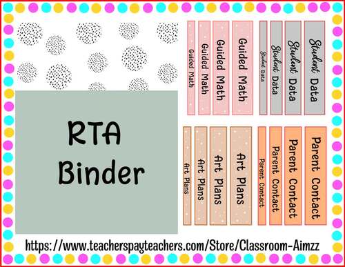 Binder covers and spines, editable spotty rainbow binder covers and spines