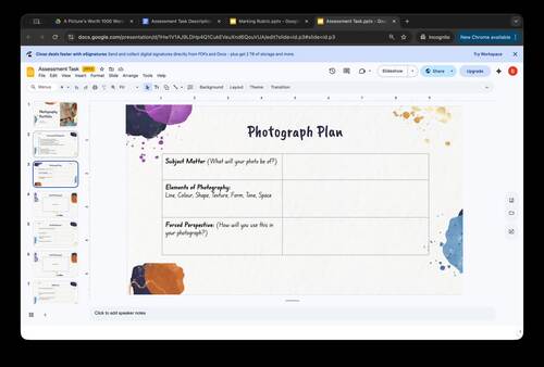 Photography Assessment Task & Rubric | Visual Arts Portfolio | Upper ...