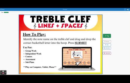 Basketball Treble Clef Digital Game - BUNDLE | Music Boom Cards | TPT