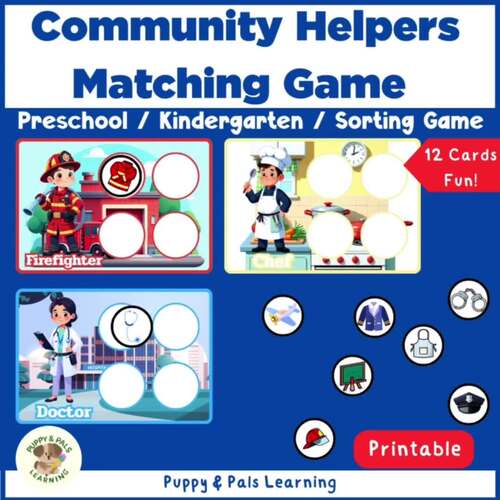 Community Helpers Matching Game|Professions Sorting for Preschool ...