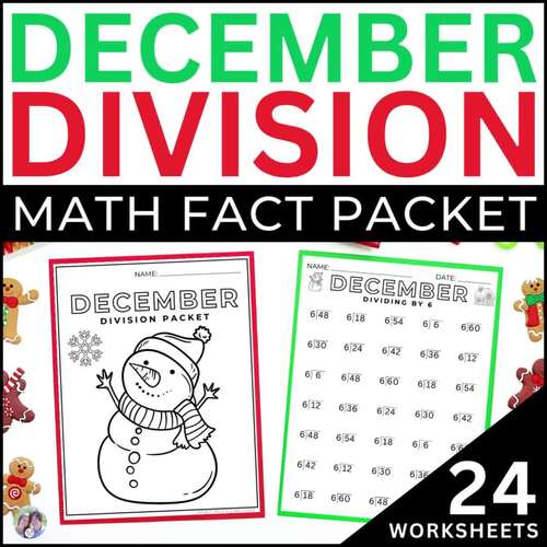 December Division Math Facts Worksheet Packet - Fun Winter Division ...